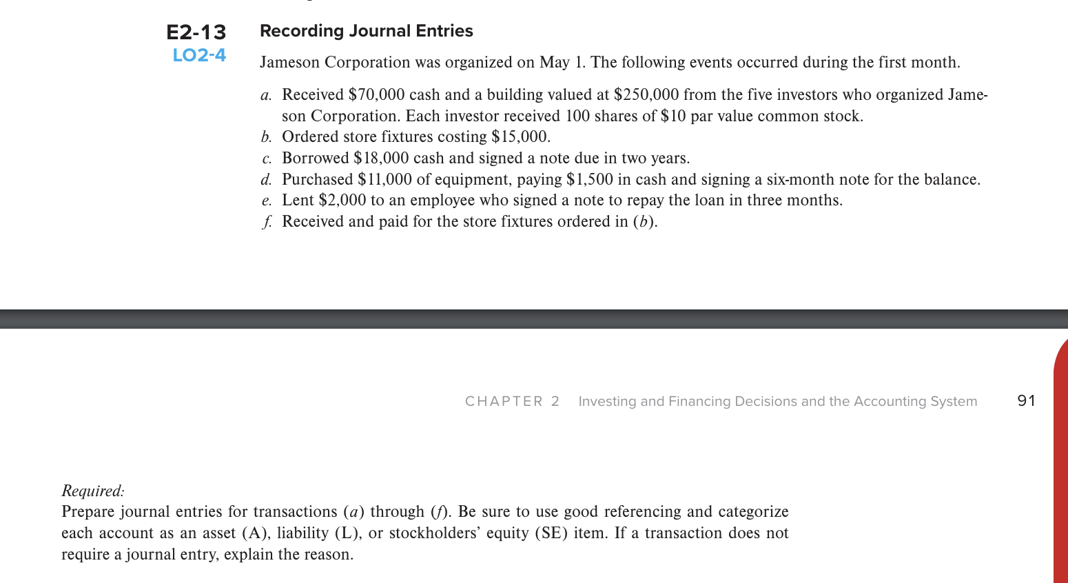 Solved E2-13 Recording Journal EntriesLO2-4 Jameson | Chegg.com Solved E2-13 Recording Journal EntriesLO2-4 Jameson | Chegg.com
