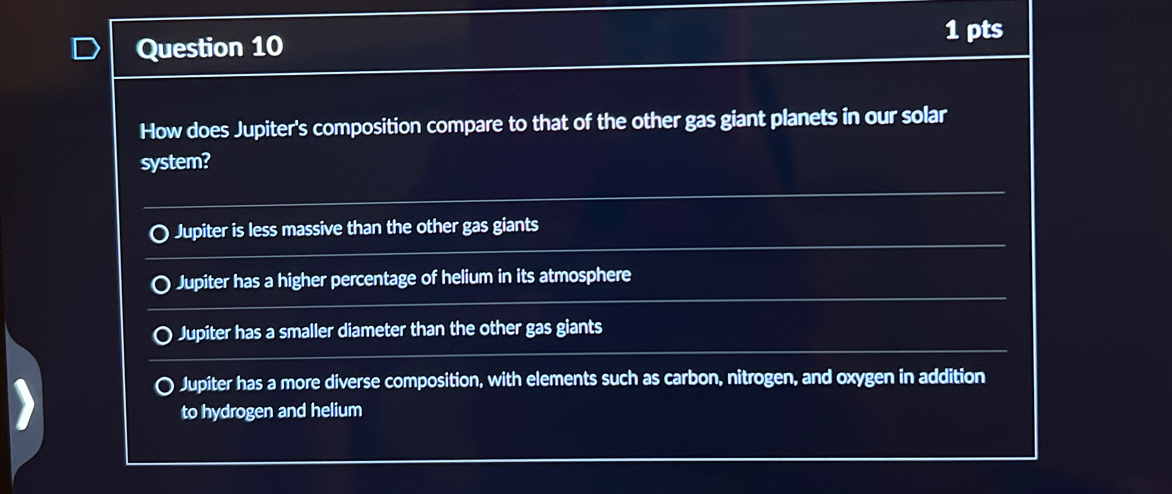 Solved Question 101 ﻿ptsHow does Jupiter's composition | Chegg.com