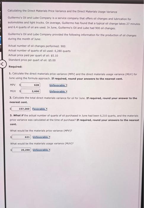 Solved Calculating the Direct Materials Price Variance and | Chegg.com