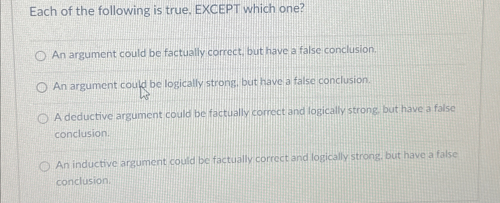 Solved Each of the following is true, EXCEPT which one?An | Chegg.com