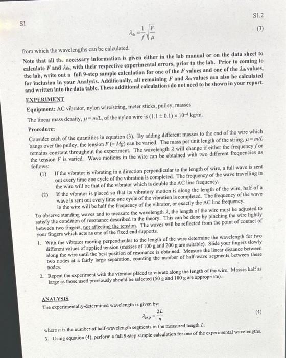 Solved please help me solve for the theoretical wavelengths | Chegg.com