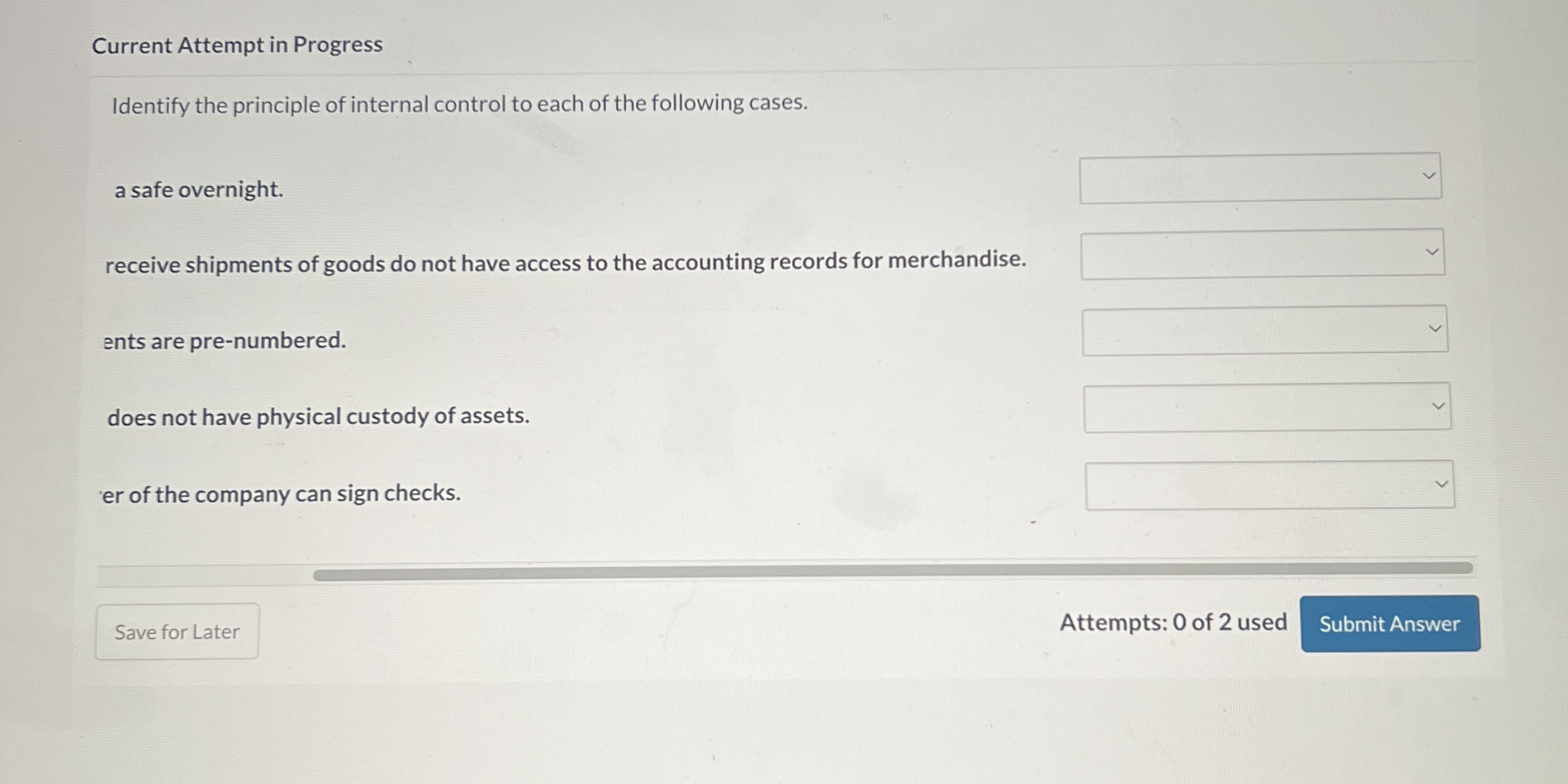 Solved Current Attempt in ProgressIdentify the principle of | Chegg.com