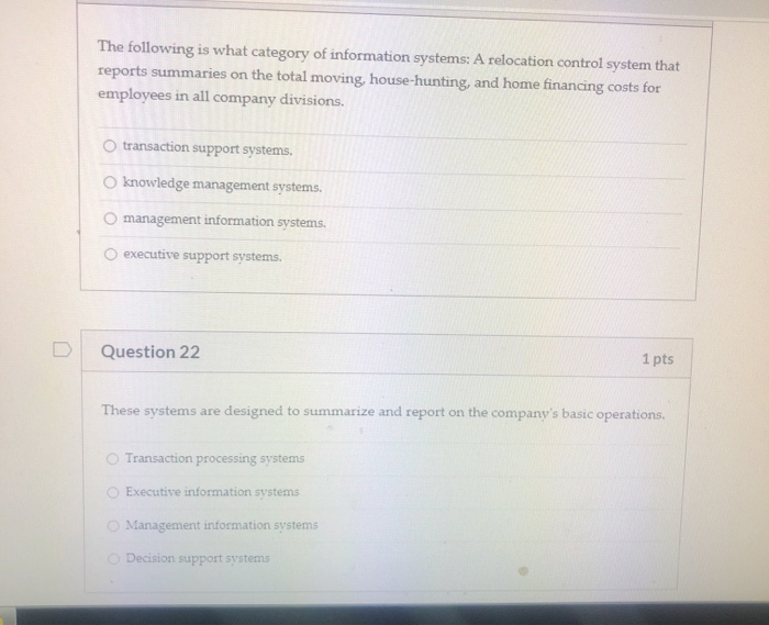 Solved The following is what category of information | Chegg.com