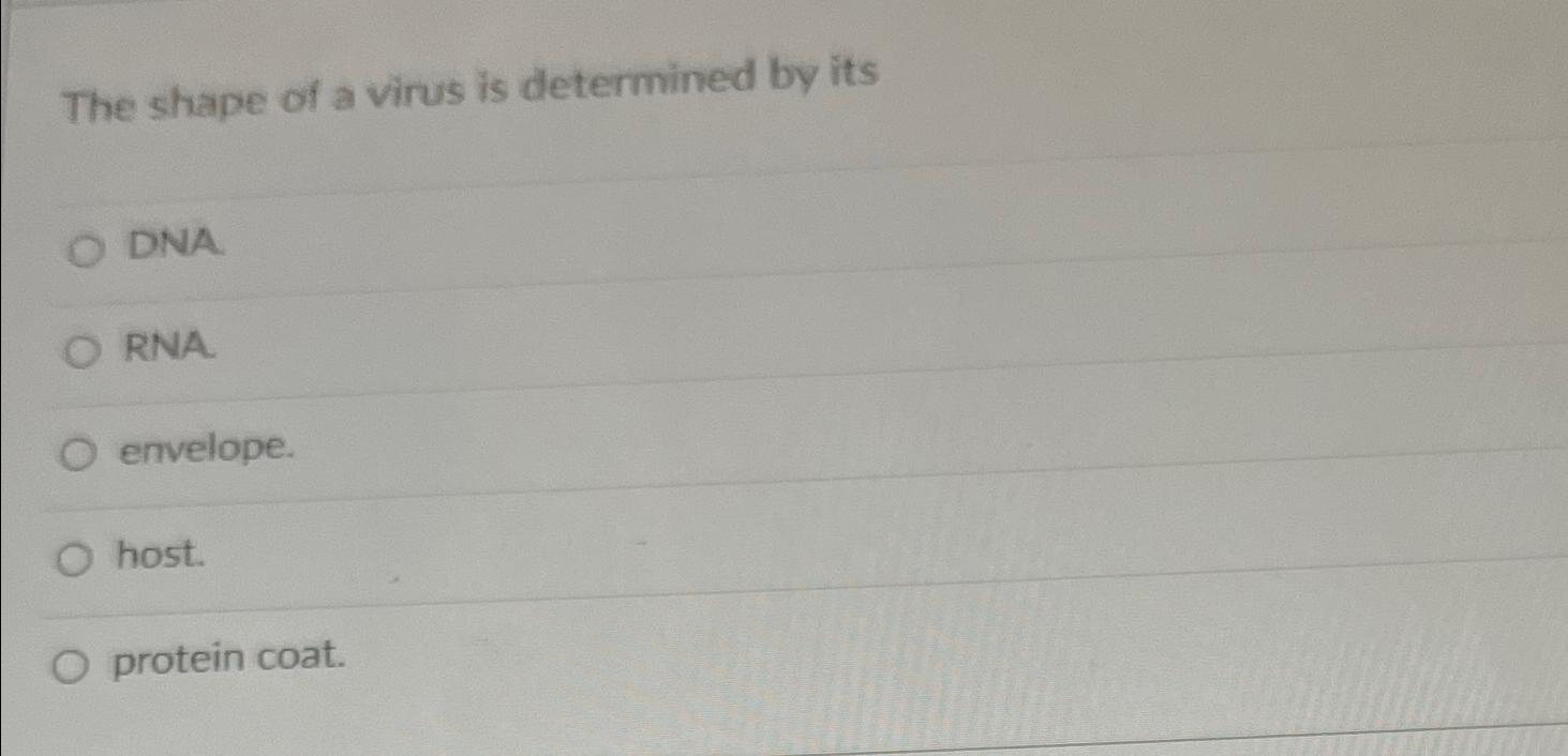 Solved The shape of a virus is determined by | Chegg.com