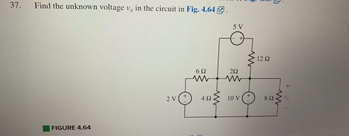 Solved Find the unknown voltage v, in the circuit in Fig. | Chegg.com