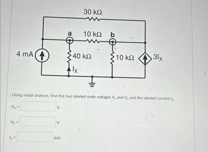 Solved Using nodal analysis, find the two labeled node | Chegg.com