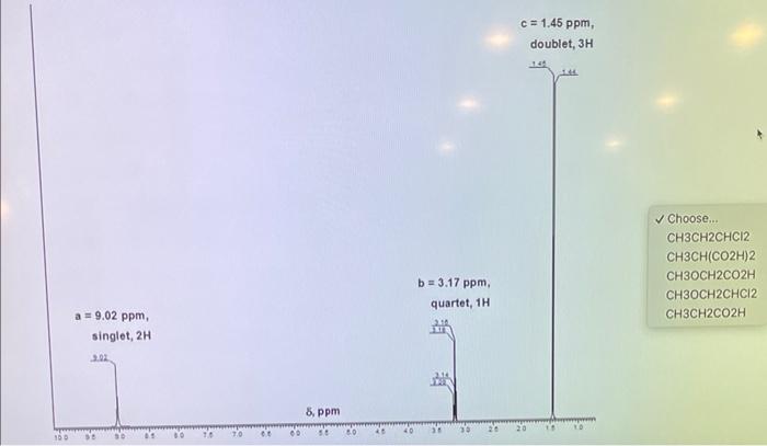 Solved For each of the following 1H−NMR spectrum choose the | Chegg.com