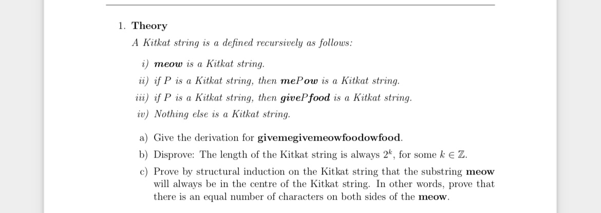 Solved TheoryA Kitkat string is a defined recursively as | Chegg.com
