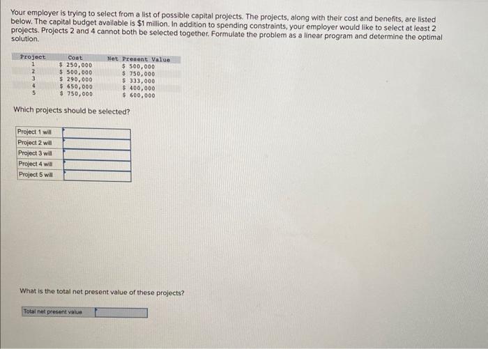 Solved Your employer is trying to select from a list of | Chegg.com