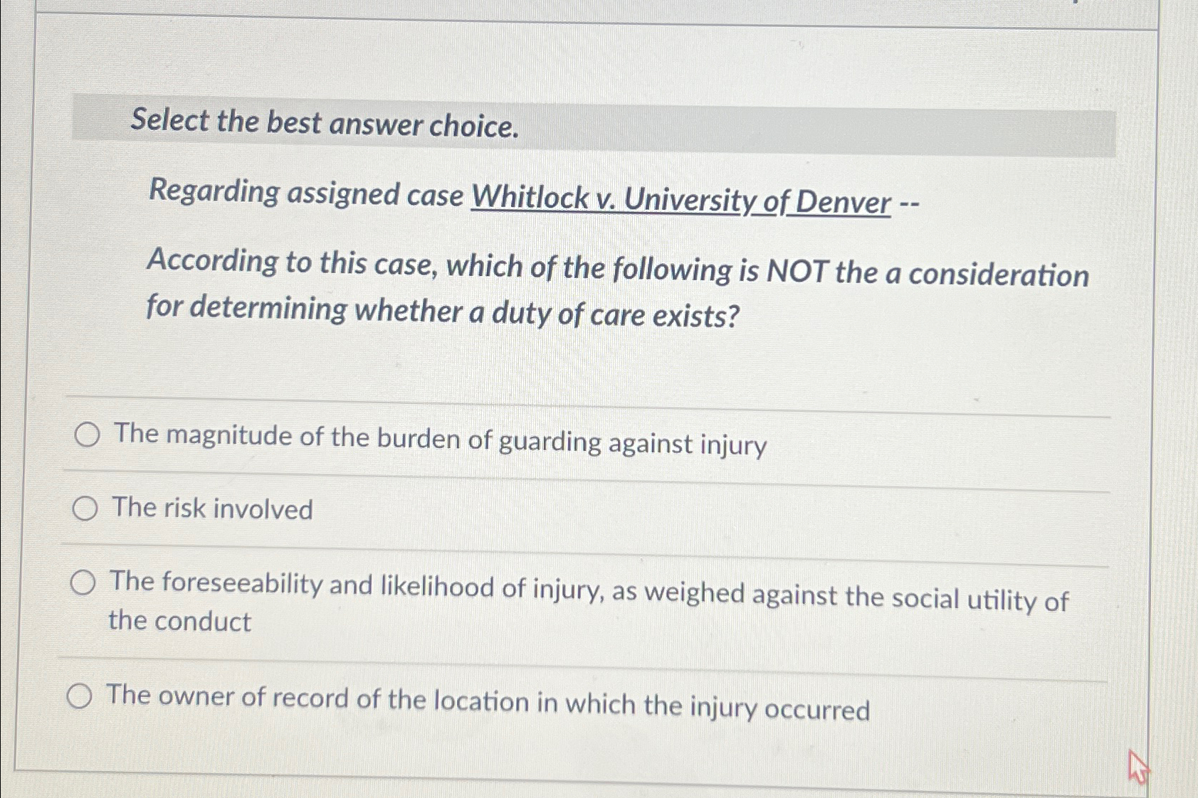 Solved Select the best answer choice.Regarding assigned case | Chegg.com