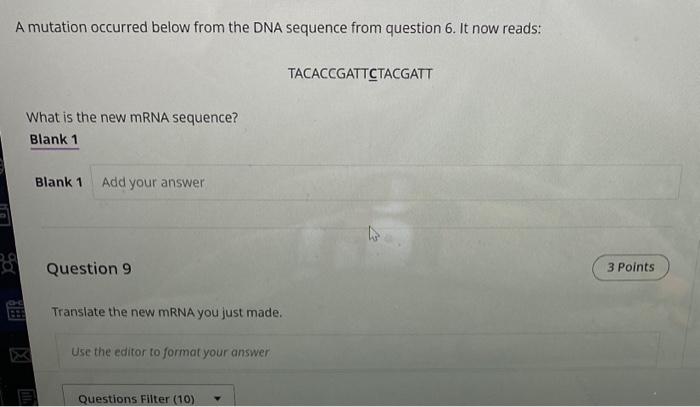 Solved A mutation occurred below from the DNA sequence from | Chegg.com