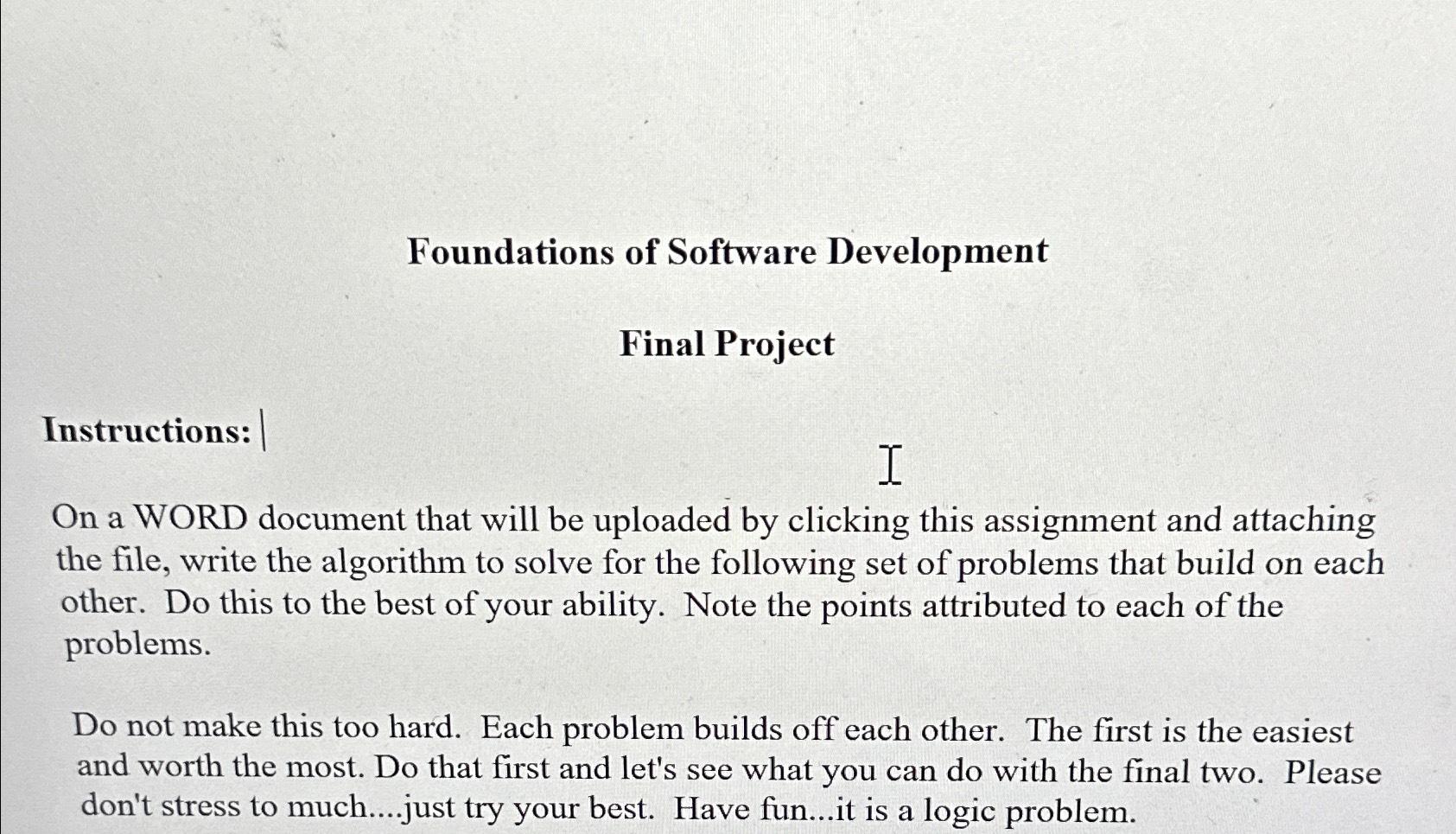Solved Foundations of Software DevelopmentFinal | Chegg.com