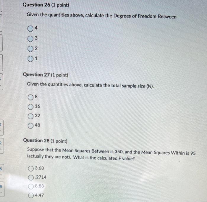 Solved ANOVA Calculation Use the following intermediate | Chegg.com