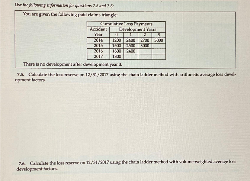 Solved Use the following information for questions 7.5 ﻿and | Chegg.com