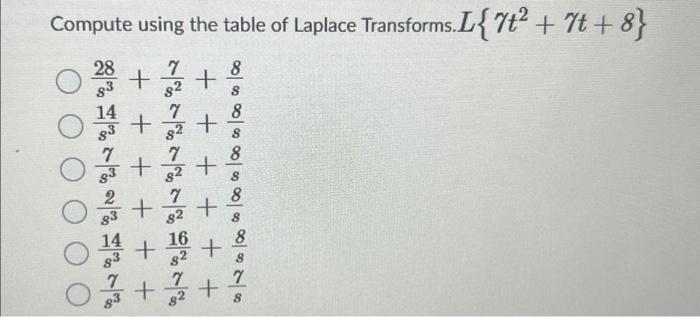 Solved Compute using the table of Laplace Transforms. | Chegg.com