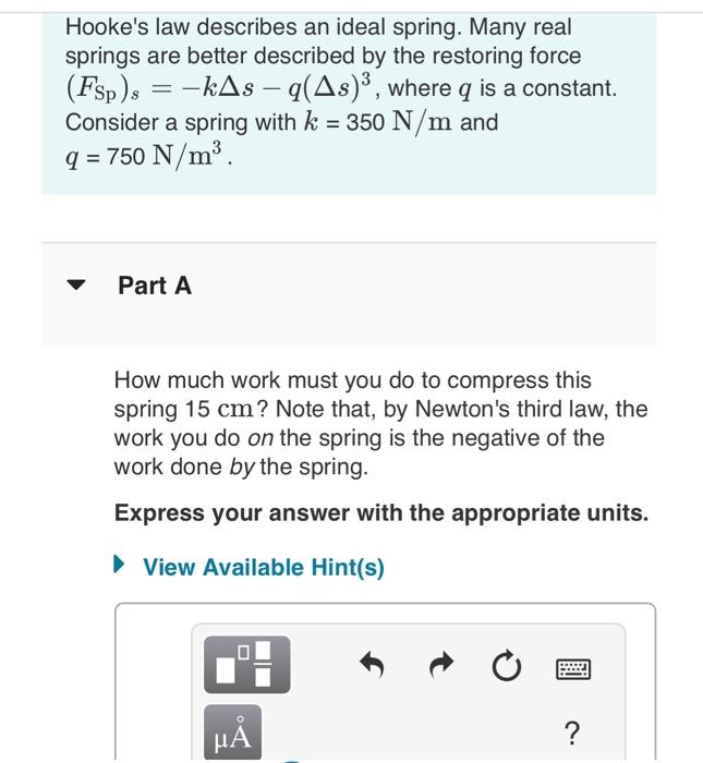 Solved Hooke's law describes an ideal spring. Many real | Chegg.com