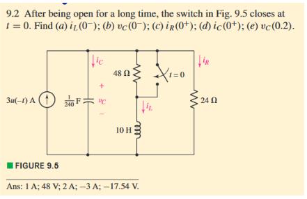 Solved 9.2 ﻿After being open for a long time, the switch in | Chegg.com