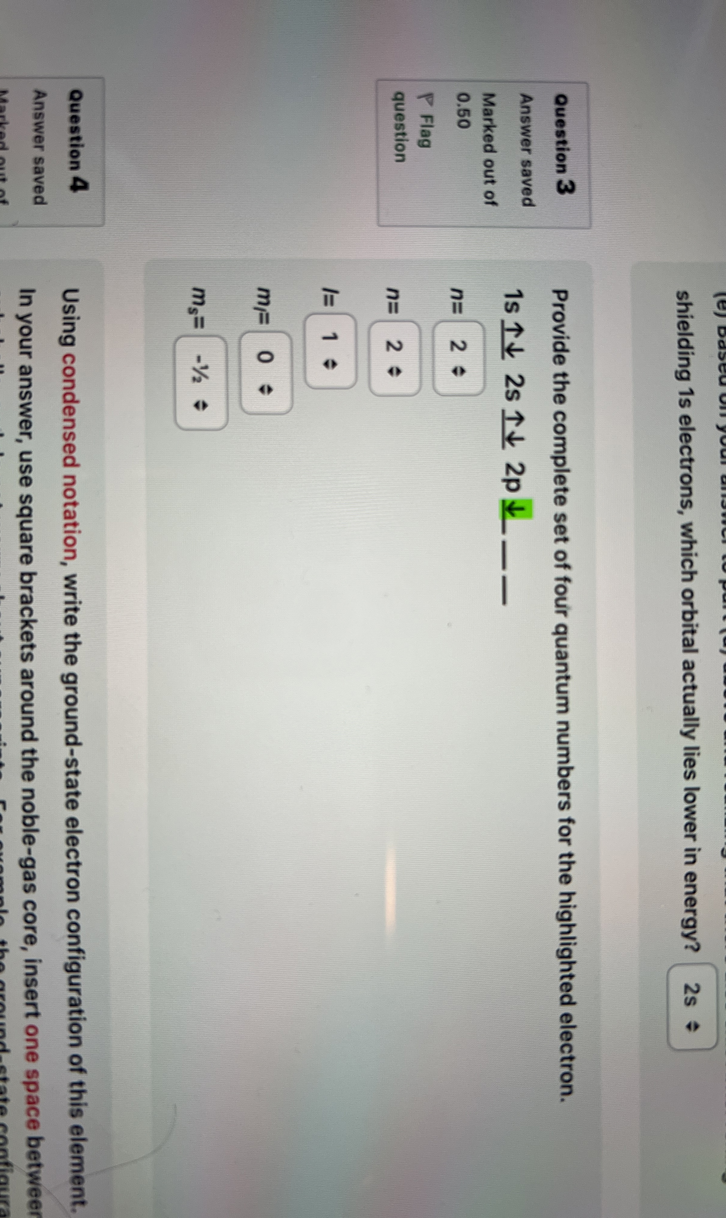 Solved Provide the complete set of four quantum numbers for | Chegg.com
