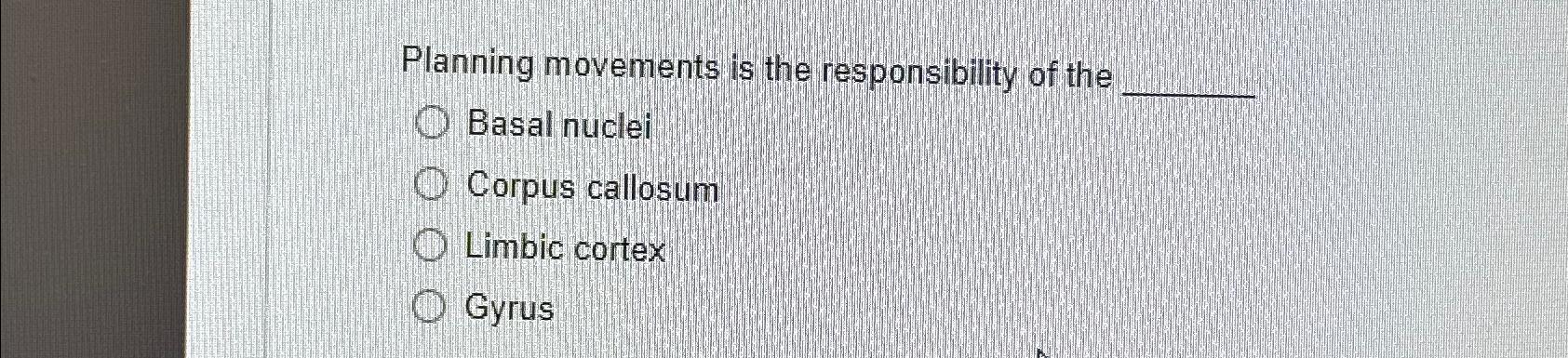 Solved Planning movements is the responsibility of theBasal | Chegg.com