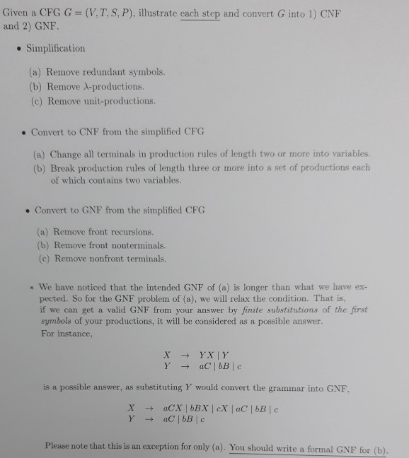 Solved Given a CFG G = (V.T.S,P), illustrate each step and | Chegg.com