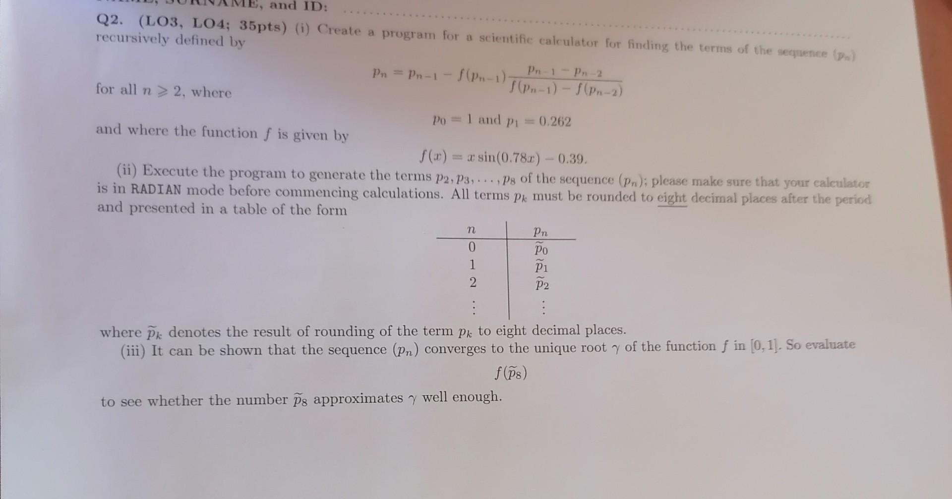 Q2. (LO3, LO4; 35pts) (i) Create a program for a | Chegg.com