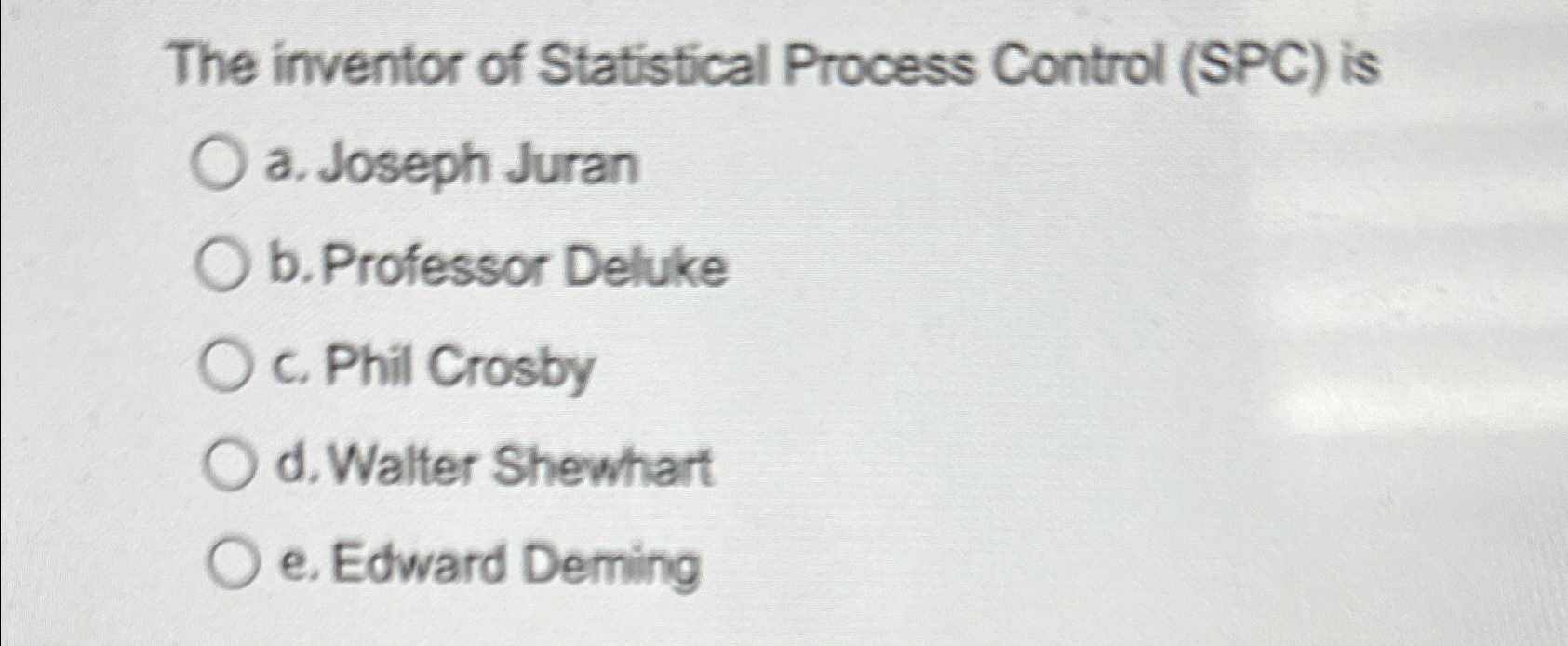 Solved The inventor of Statistical Process Control (SPC) | Chegg.com
