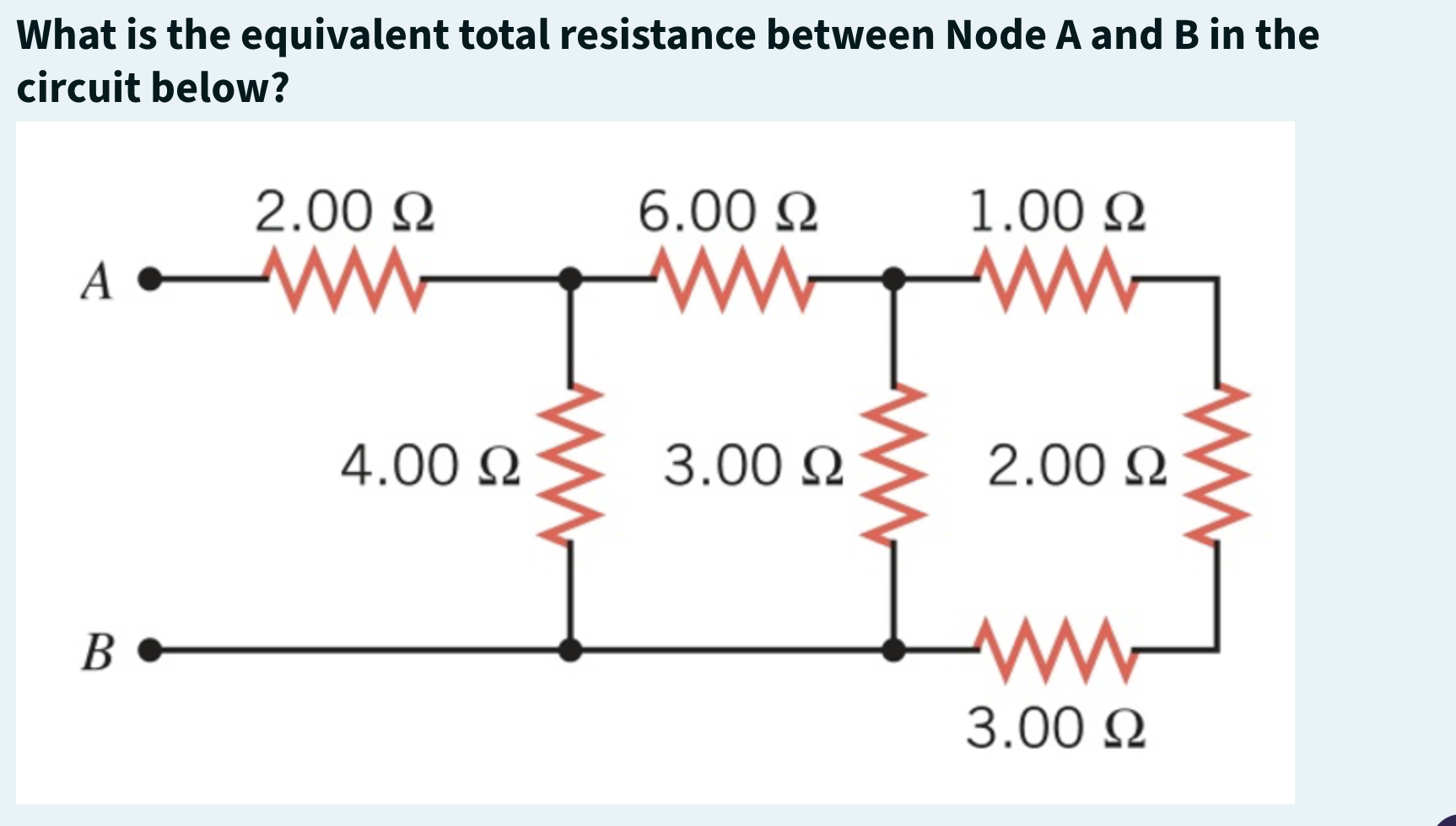 Solved What is the equivalent total resistance between Node | Chegg.com