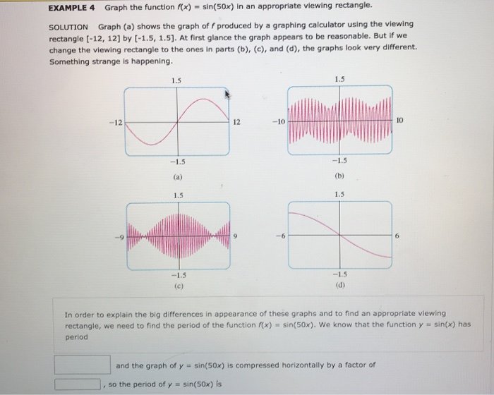 Solved EXAMPLE 4 Graph the function f(x) - sin(50x) in an | Chegg.com