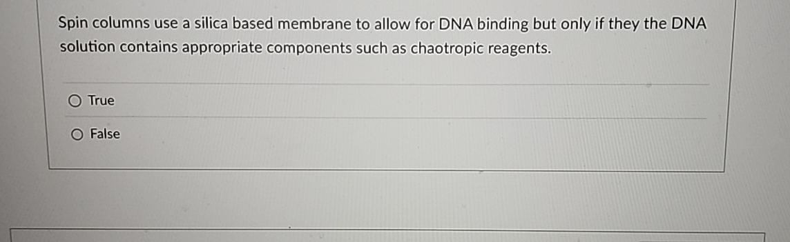 Solved Spin columns use a silica based membrane to allow for | Chegg.com