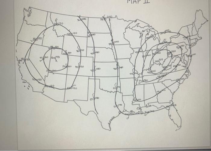 Solved MAP I: This map only shows pressures that are not | Chegg.com