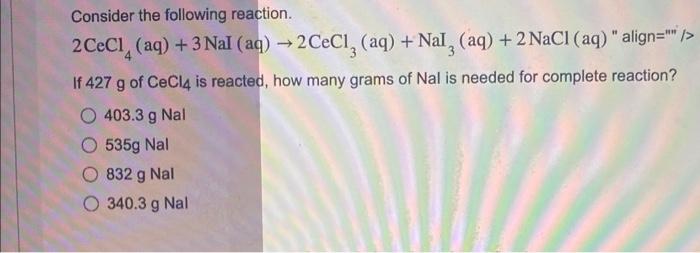 Solved Consider the following reaction. | Chegg.com