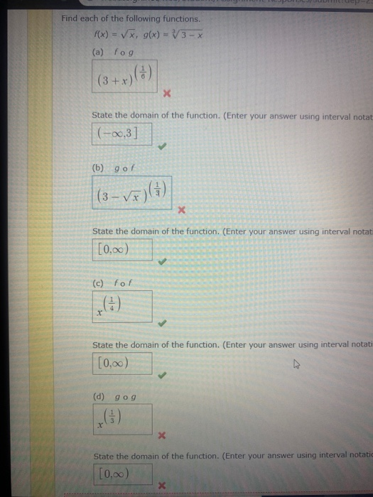 Solved Find each of the following functions. f(x) = x, g(x) | Chegg.com