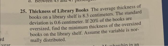 Solved 5. Thickness of Library Books The average thickness | Chegg.com