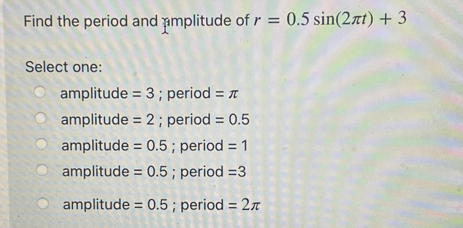 Solved Find the period and x ﻿mplitude of | Chegg.com