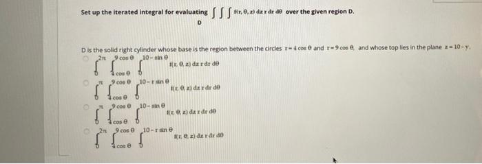Solved Set up the iterated integral for evaluating SSS | Chegg.com