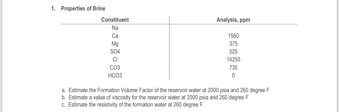 Solved Properties of Brine\table[[Constituent,Analysis, | Chegg.com