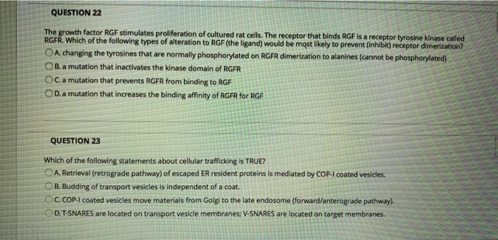 Solved QUESTION 22 The growth factor RGF stimulates | Chegg.com