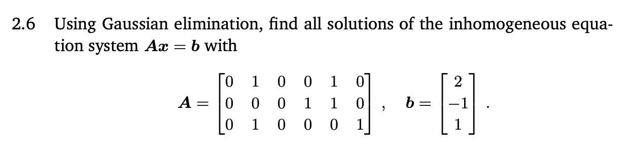 Solved 2.6 ﻿Using Gaussian elimination, find all solutions | Chegg.com