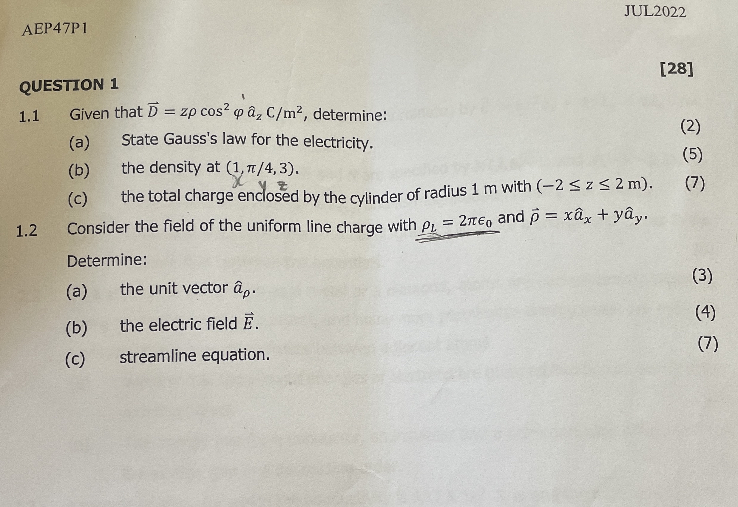 Solved AEP47P1JUL2022QUESTION 1[28]1.1 ﻿Given that | Chegg.com