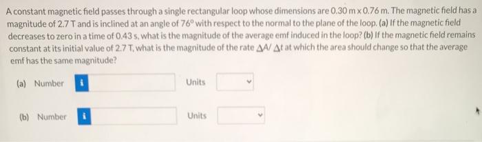 Solved A constant magnetic field passes through a single | Chegg.com