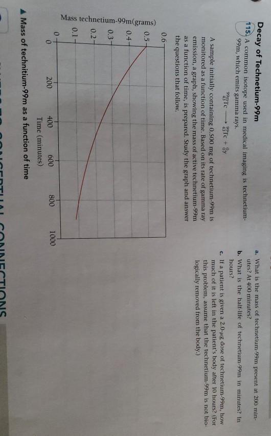 Solved Decay of Technetium-99m 115. A common isotope used in | Chegg.com