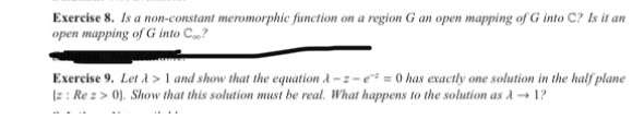 Solved Exercise 8. Is a non-constant meromorphic function on | Chegg.com
