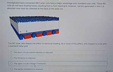 Solved Interdigitated back contacted (BBC) ﻿solar cels have | Chegg.com