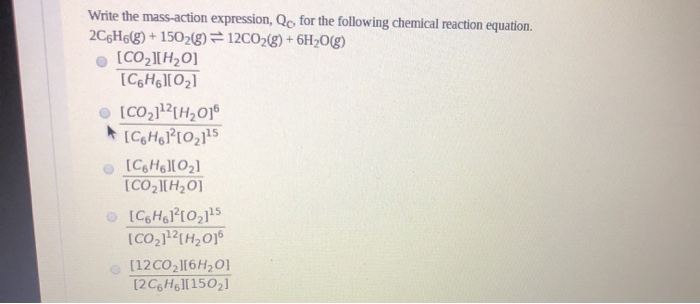 Solved Write the mass-action expression, Qc for the | Chegg.com
