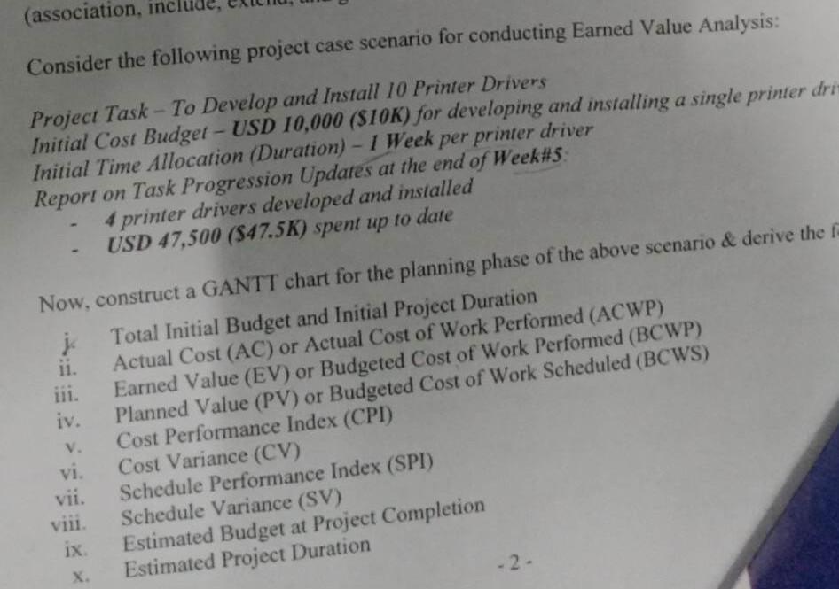 Solved Consider the following project case scenario for | Chegg.com