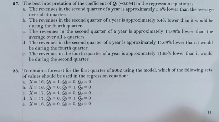 Solved A local store developed a multiplicative time-series | Chegg.com