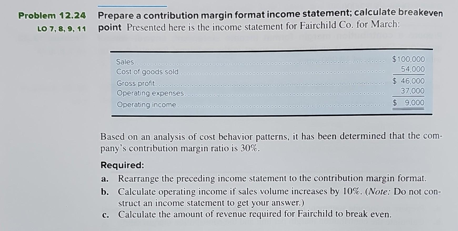 Solved Prepare a contribution margin format income | Chegg.com