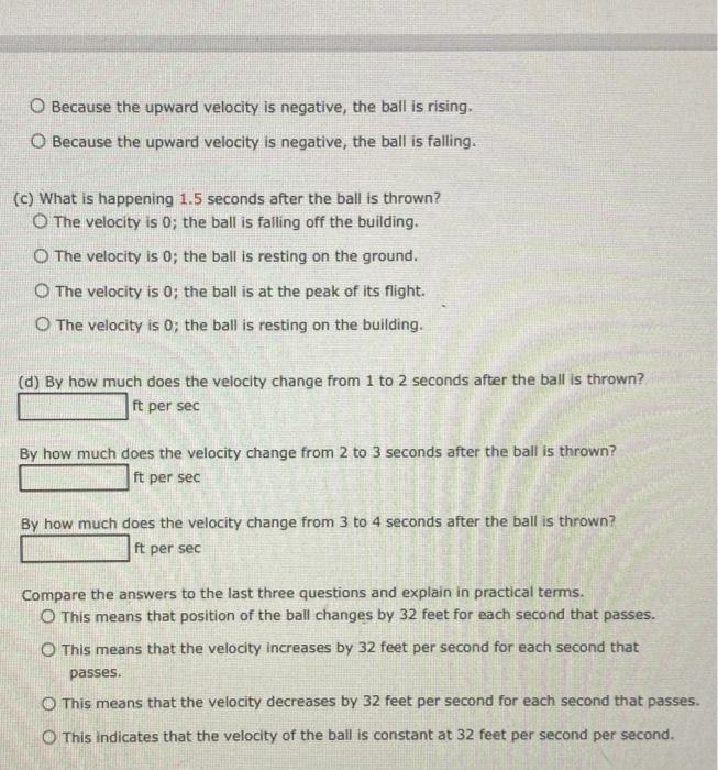 Solved A ball is tossed upward from a tall building, and its | Chegg.com