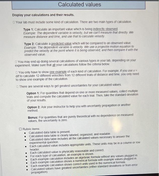 calculated data table is present. calculated data | Chegg.com