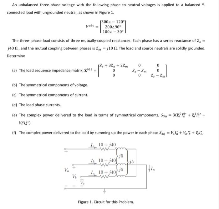 Solved An unbalanced three-phase voltage with the following | Chegg.com